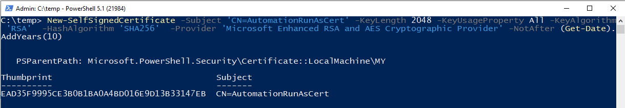 Upload your Own Certificate to Azure Automation | Tech Wizard